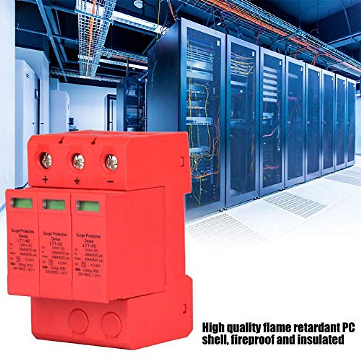 Fafeicy 3P DC Power Surge Protector Lightning Protection Arrester Device(3p40ka)