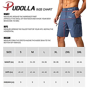 Pudolla Men's Hiking Cargo Shorts 9" Lightweight Outdoor Work Shorts for Men Travel Golf Camping Casual with 5 Zipper Pockets(Grey Sage Large)