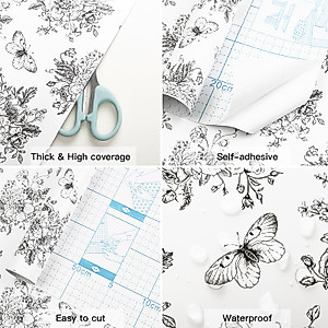 Micpolo Floral and Butterfly Self Adhesive Shelf Liner for Kitchen Bedroom Cabinets Waterproof Drawer Liner Dresser Vinyl Rolls 17.7In X 78.7In