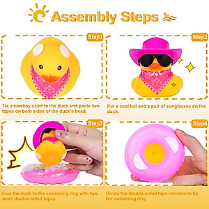 MuMyer Yellow Duck Car Ornaments Rubber Duck Car Dashboard Decorations with Mini Sunglasses Cowboy Hat Scarf Swim Ring(Pink)