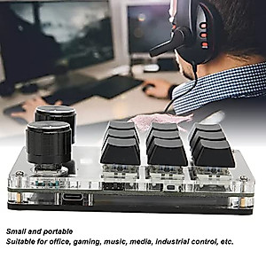 Acogedor One Handed Mini Mechanical Gaming Keyboard, 9 Keys Fully DIY Programmable Keypad, with 2 Knobs, for Windows OSU HID Standard Keyboard