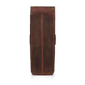 Londo Two compartment Genuine Leather Pen Case with Sleeve Cover - Mink