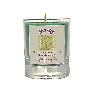 Crystal Journey Herbal Magic Glass Filled Votive Soy Candle - Money