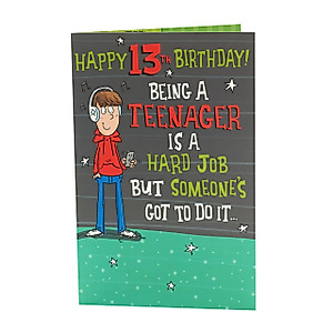 UK Greetings 13th Birthday Card for Him/Friend - Funny Teen Design