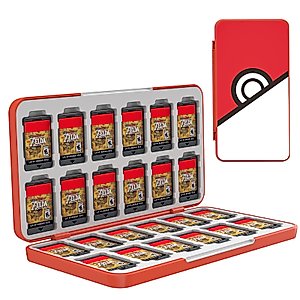 TiMOVO 24 Game Card Case for Nintendo Switch OLED 2021/Switch/Switch lite, 24 Game Holder Cartridge Case for Switch Game Cards and 24 SD Cards, Compact & Portable Game Storage Case Box, Pokeball