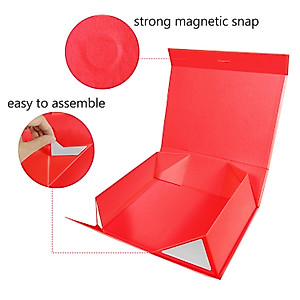 10.5" Large Gift Box with Magnetic Lid and Ribbon for Christmas,Valentine's day,Birthdays, Bridal Gifts,Weddings,DIY and so on (Large, Red)