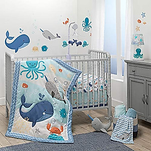 Bedtime Originals Fitted Crib Sheet, Whales Tale Fitted, Multicolor , 28x52 Inch (Pack of 1)