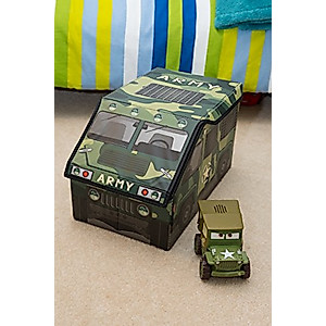 Clever Creations Kids Collapsible Storage Organizer and Ottoman, Perfect Vehicle Themed Toy Chest for Storing Books, Shoes, Games and More, Camo Truck