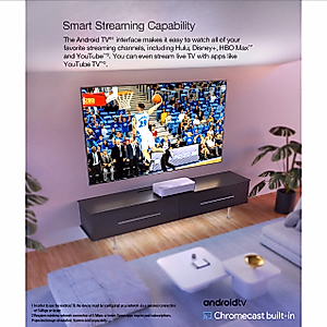 2022 New Upgrade Epson EpiqVision Ultra LS800 Ultra Short Throw 3-Chip 3LCD Smart Streaming Laser Projector, 4,000 Lumens, 4K PRO-UHD, HDR, 150", Android TV, 2.1ch Yamaha Built-in Speakers - White