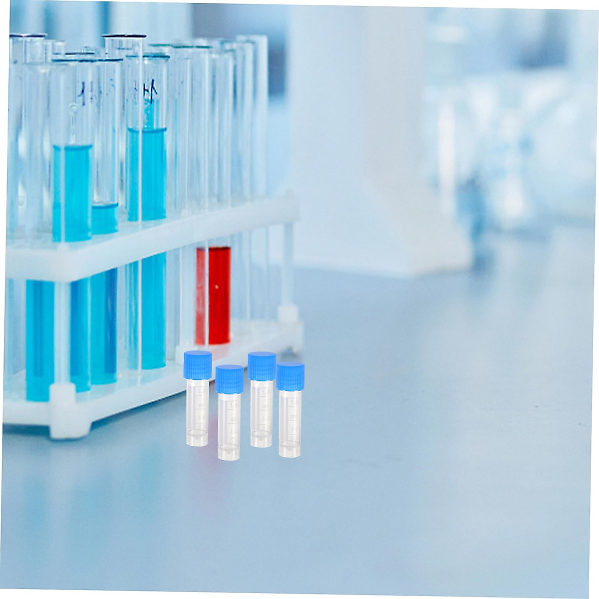 TEHAUX 1. 8ml Small Freezing Tubes Plastic Vials Sample Tubes with Screw Lid Box