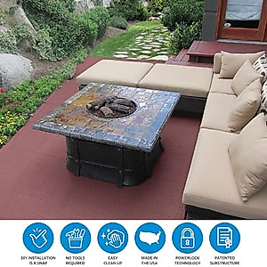 Big Floors DT24BEIG DuraGrid Outdoor Modular Interlocking Multi-Use Plastic Deck Tile, 24 Pack, Beige