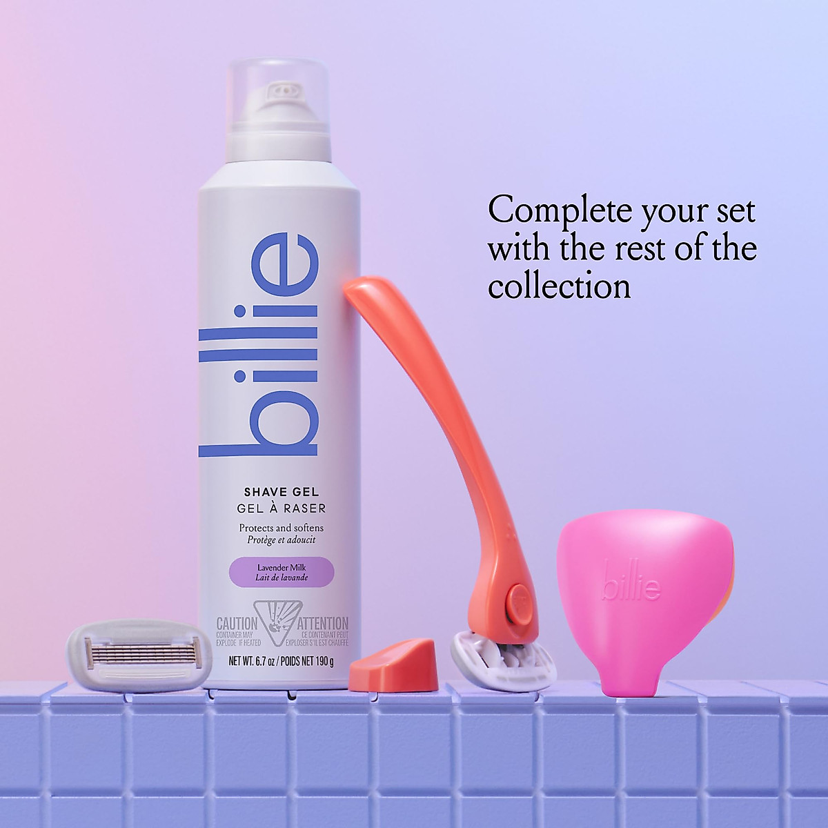 Billie Coral Starter Kit 1x Razor Handle + 2x 5-blade razor and 1x magnetic holder