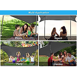 ABCCANOPY Beach Portable Sun Shelter for Beach, Camping Trips (7x7 FT, Gray)