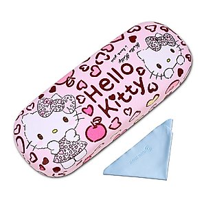 PERFECTSIGHT Hard Shell Eyeglasses Case, Floral Protective Glasses Case, Fabric or PU Leather Eyeglass Case for Women Girls (Kitty)