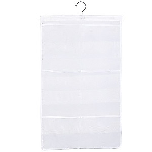 ALYER 6 Storage Pockets Hanging Mesh Shower Caddy,Space Saving Bathroom Accessories and Quick Dry Bath Organizer with Hanger,White