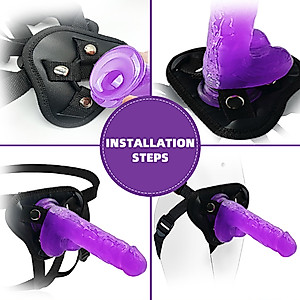 Strap on Dildo with Harness,Sex Toy for Women, Wearable Realistic Silicone Dildo Adult Sex Toy for Female Masturbation Women Lesbian Couples and Gay