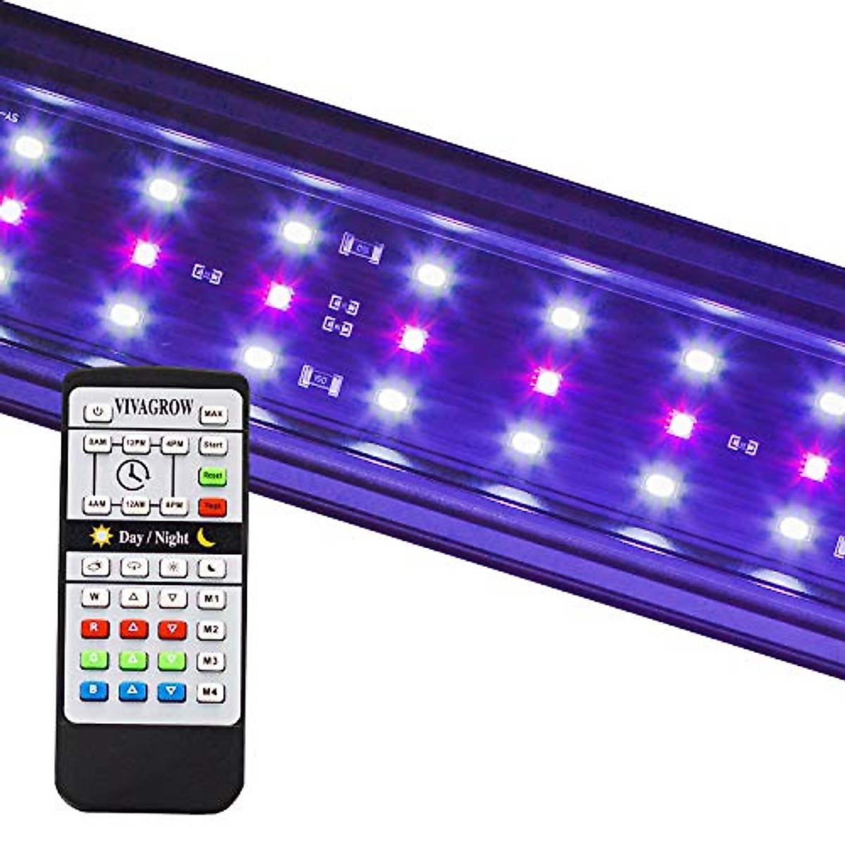 VivaGrow DN DayNight RGB 24/7 Customize Automation Full Spectrum LED Aquarium Fish Tank Light Extendable Remote (24" - 30")