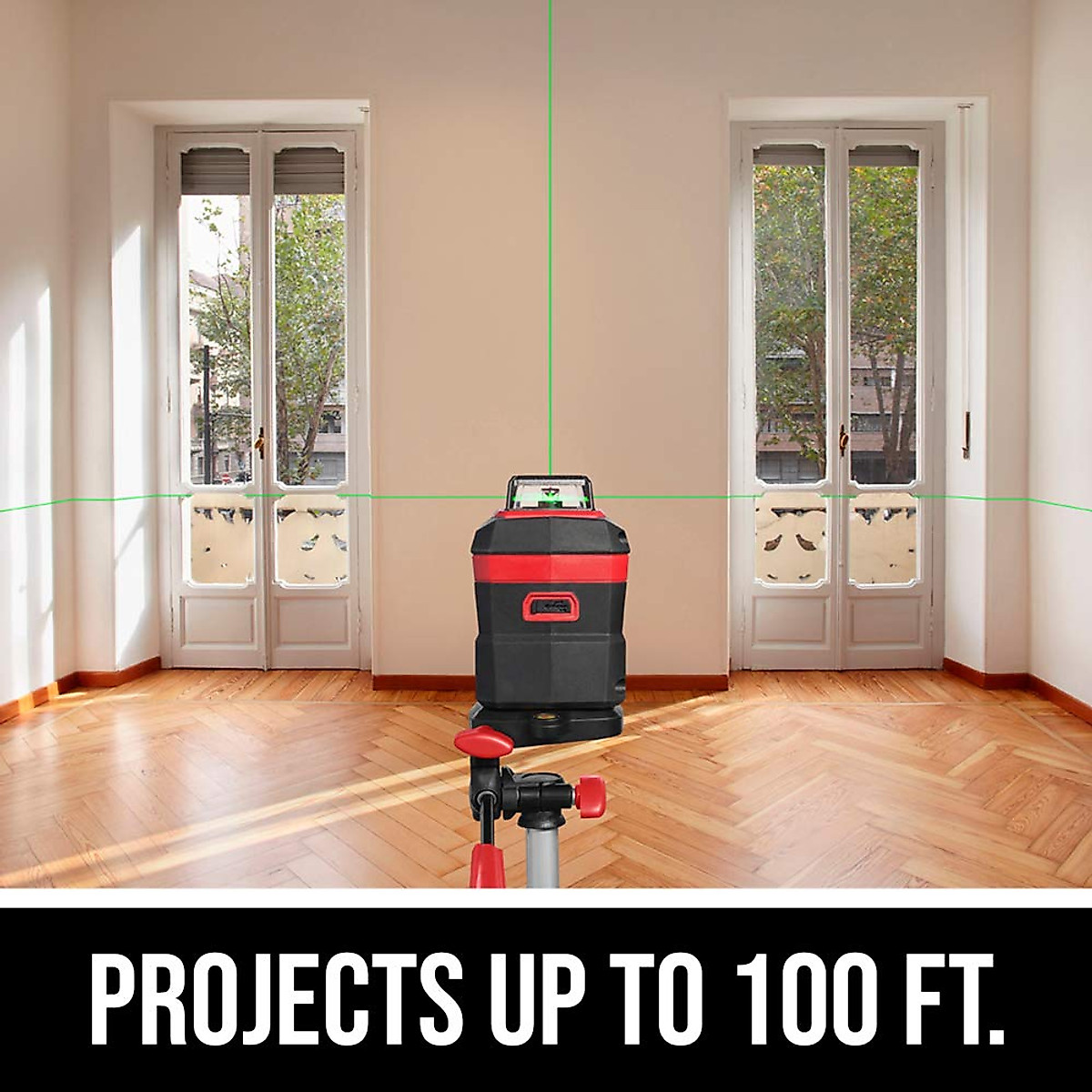 SKIL 100ft. 360° Green Self-Leveling Cross Line Laser Level with Horizontal and Vertical Lines Rechargeable Lithium Battery with USB Charging Port, Compact Tripod & Carry Bag Included - LL9322G-01