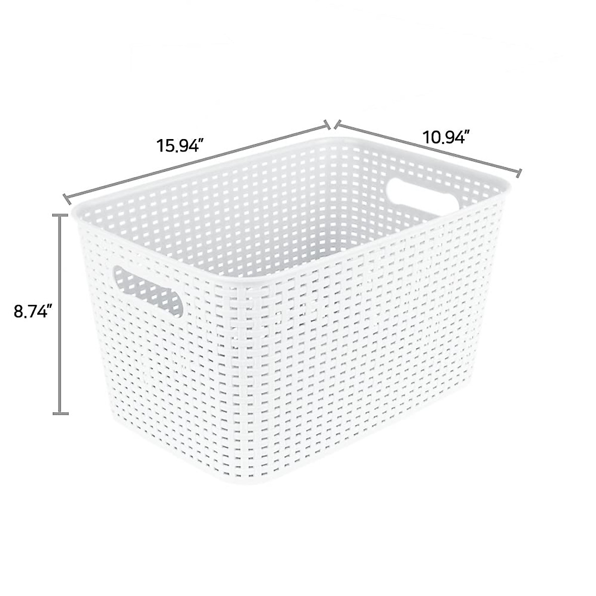 MBKO Plastic Storage Basket - Kitchen Office Pantry Organizer Bins (Large-4PK, White)