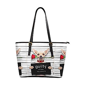 InterestPrint Womens Handbags Ladies Purses Shoulder Bags Tote Bag Valentines Chihuahua Dog