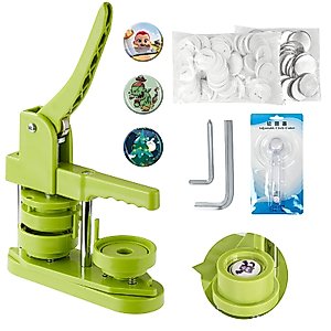 Alldeer Button Maker Machine 25mm - Installation-Free 0.98 in (about 1 Inch) DIY Pin Badge Button Maker Press Machine,Badge Punch Press Button Maker Kit with Free 50pcs Button Parts(Green)