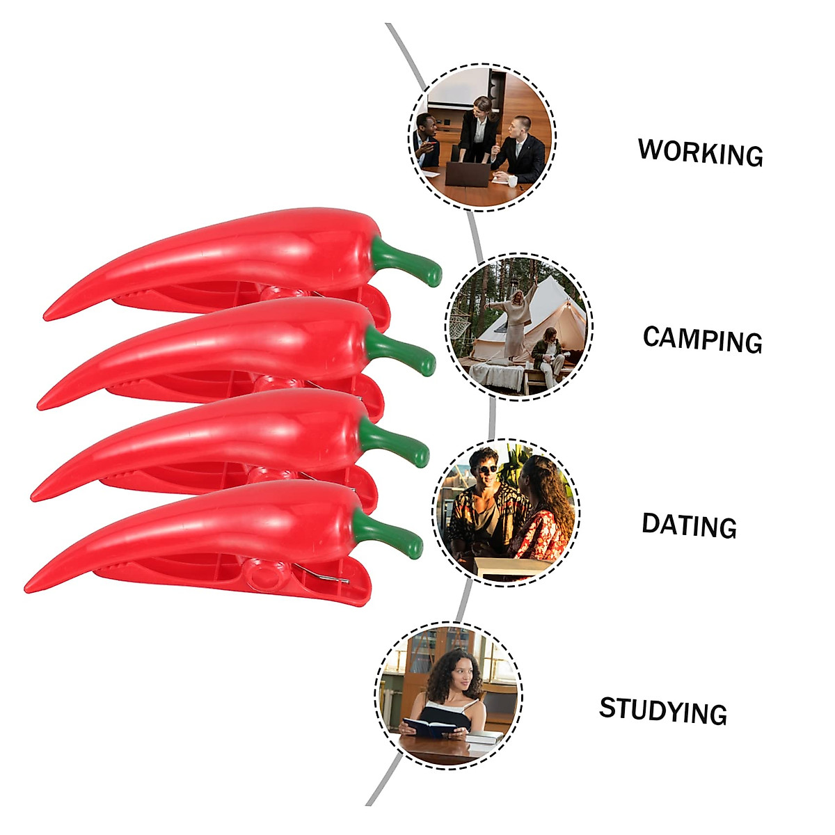 Beatifufu 4Pcs Portable Pepper Shaped Beach Towel Clips Chair Holders for Beach Towels Holiday Pool Accessories Multipurpose Towel Holders for Secure Towel Placement