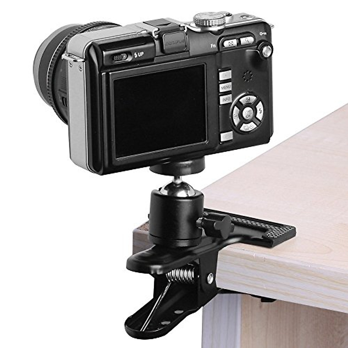 SLOW DOLPHIN Tripod Camera Clip Clamp Flash Reflector Holder Mount with 1/4 Inch Screw 360 Degree Swivel for Studio Backdrop Camera SLR, Digital SLR, Video Came（Black）