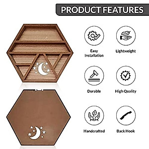 KuteDecor - Hexagon Shelves, Hexagon Shelf, Floating Shelves, Boho Wall Decor, Crystal Display, Shelf Decor, Essential Oil Shelf, Crystal Holder, Crystal Shelf, Small Wall Shelf