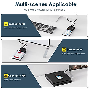 WAVLINK SATA III to USB Adapter Cable, USB C to Dual Bay SATA 3 Converter for 2.5"/3.5'' External Hard Drive HDD/SSD Connector with 2X USB Ports and 12V Power Adapter, Max 2x18 TB