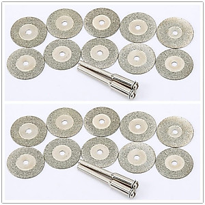 GatherTOOL 12pcs/24pcs Diamond Discs + Arbor Shaft Set 20mm Thin Grinding Slice Mini Cutoff Wheel Refine Jewelry Making Craft Rotary Tools (Color : 12pcs Set)