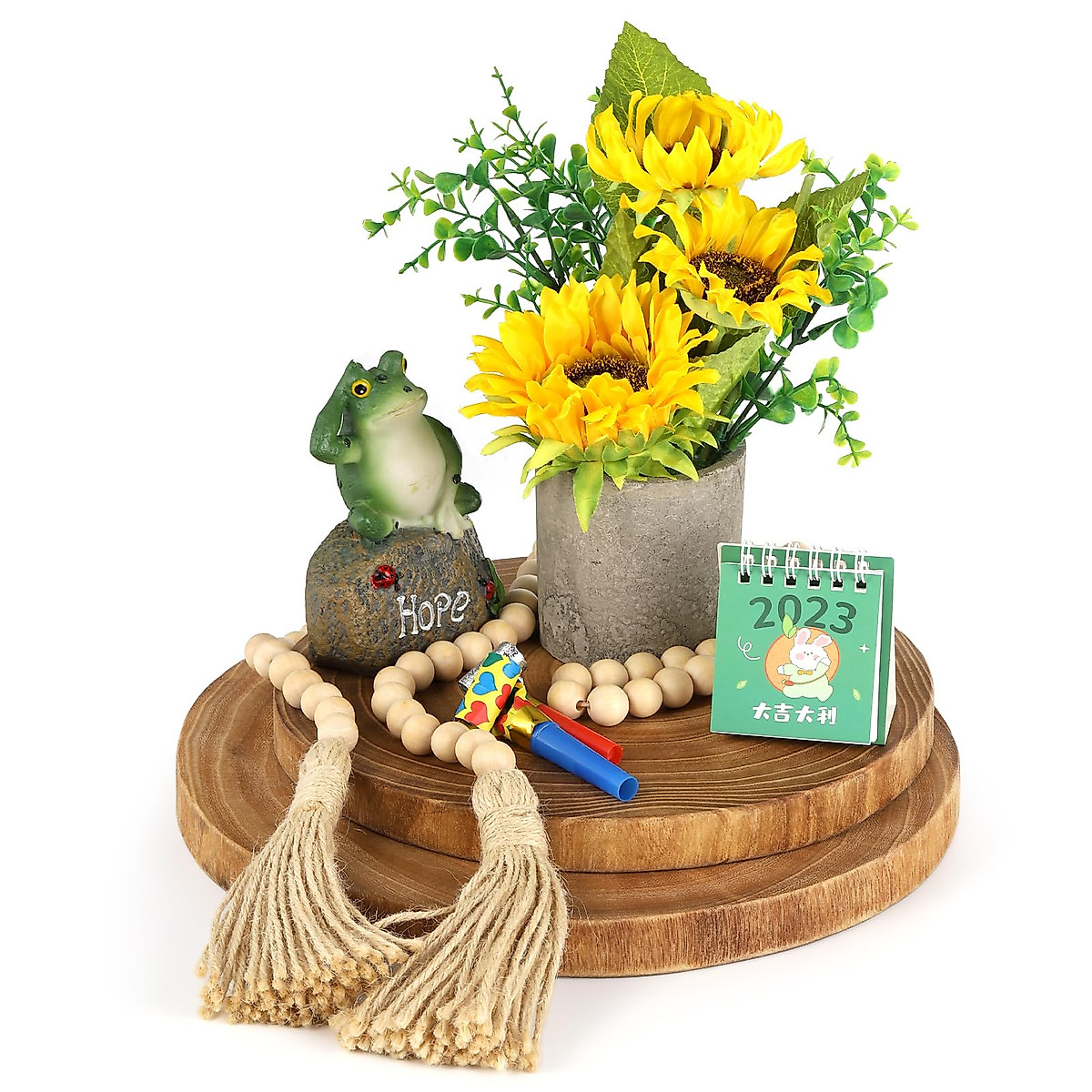 Nicunom 2 Pack Large Wood Slab Serving Board, 9"-10"/11"-12" Wood Cheese Server Round Cutting Board, Wood Slices for Table Centerpieces