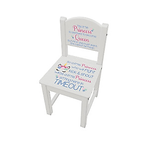 Finished Kids Time out chair, Children's Timeout chair, Naught spot chair with UV printing (White)