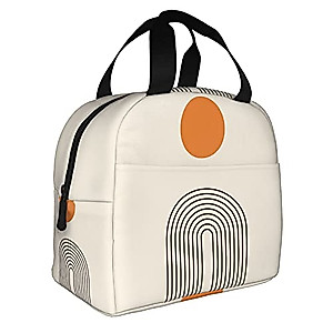 Echoserein Abstract Boho Art Simple Modern Aesthetic Lunch Bag Insulated Lunch Box Reusable Lunchbox Waterproof Portable Lunch Tote For Women Men Girls Boys