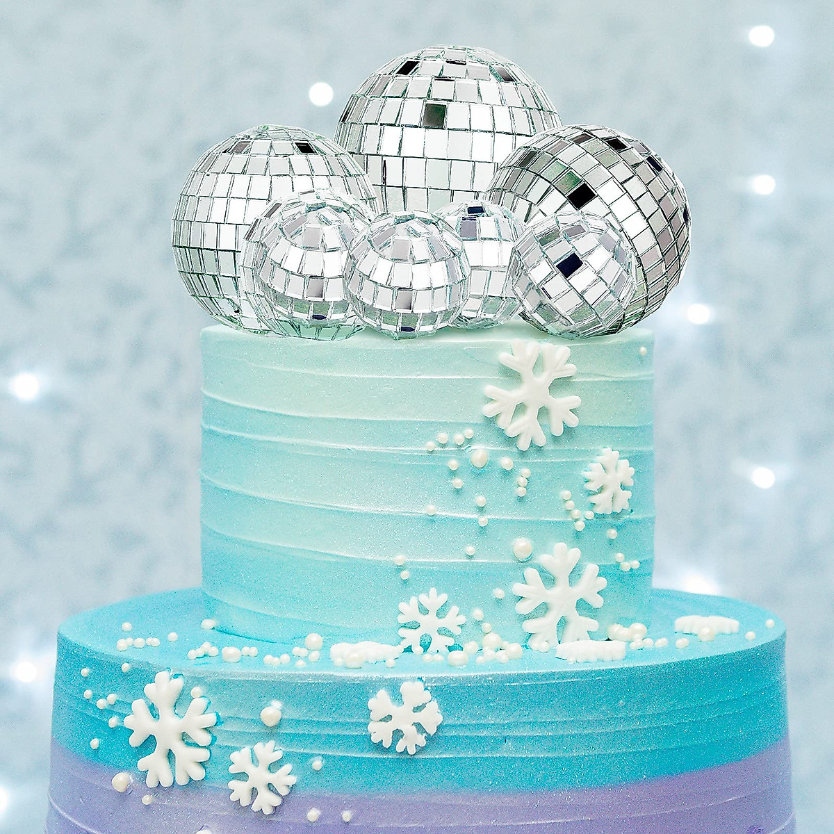 11 Pcs Disco Balls Cake Toppers Birthday Party Decorations Small Disco Ball Table Centerpiece Decor for 70s Themed Dance Party Supplies (Silver)