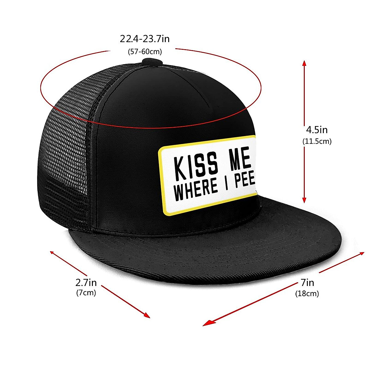 kiss me Where i Pee Hat Sandwich Vintage Adjustable Baseball Caps Sun Cap Unisex Outdoor Black