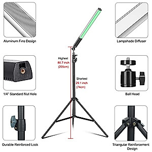 2 Pack RGB LED Video Light Wand Stick, LUXCEO Photography Studio Lighting Kits with 29" to 81" Tripod & Remote Control, Dimmable Photography Light Wand 36 Colors 3000K-6000K