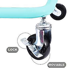 2-Tier Metal Utility Rolling Cart, Storage Side End Table with Cover Board