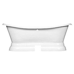Signature Hardware 917204-72-RH Langly 72" Cast Iron Soaking Double Slipper, Pedestal Freestanding Tub with Pre-Drilled Overflow Hole and 7" Rim Holes