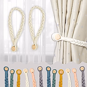 VENLOIS Strong Magnetic Curtain Tiebacks White 2pcs Heavy Duty Curtain Rope Tieback Curtain Holdbacks Holders for Home Bedroom Office Decorative Curtain