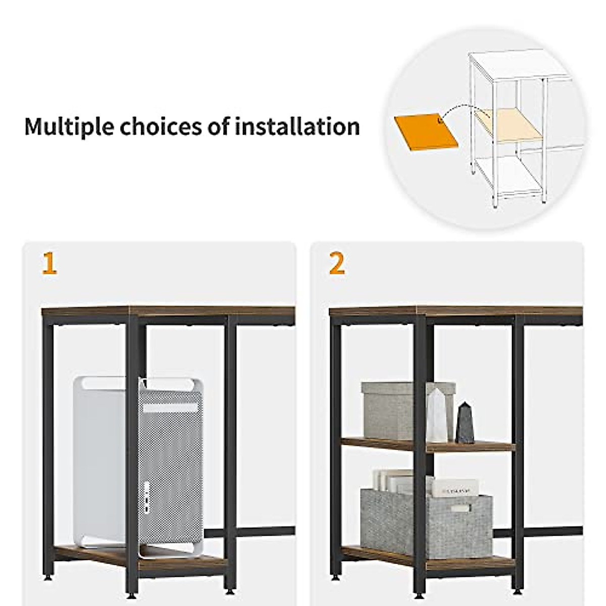 CubiCubi L Shaped Desk with Hutch and Storage Shelves, 59.1 Inch Corner Desk with Bookshelf, Computer Office Workstation for Home Office, Rustic Brown