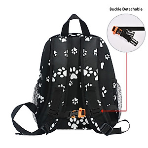 Custom Dog Paw Print Kids Backpack for Girls Boys, Animal Puppy Footprint Toddler Casual Daypack Backpacks, Personalized with Kid's Name Preschool School Bag, Children Travel Bookbag with Chest Strap