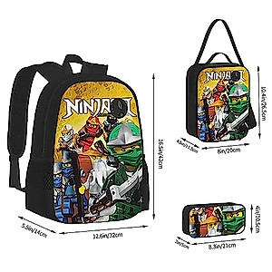 SK3S530B 3PCS Set Laptop Bag Cartoon Merch Backpack Bookbag and Lunch Box Pen Bag 3 Set Rucksack