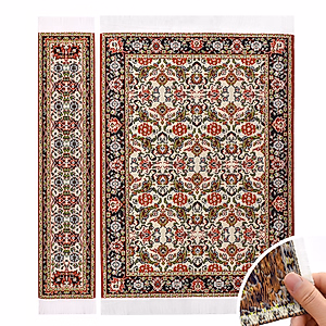 iLAND Miniature Dollhouse Accessories of Woven Dollhouse Rug 9.4” x 5.7” 9.2" x 1.8" for Dollhouse Furniture on 1/12 Scale and Dolls 3” - 12” (2pcs Spring)