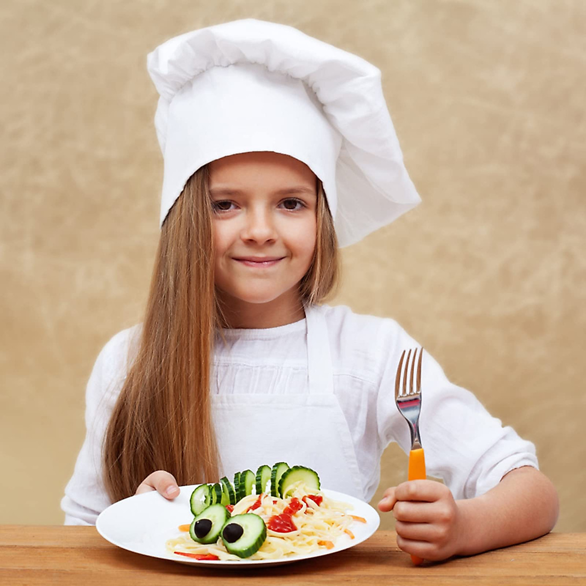 Lusofie Kids Chef Hat Adjustable White Chef Hats Elastic Kitchen Cooking Cap Baker Hat Chef Hat for Kids Girls Boys