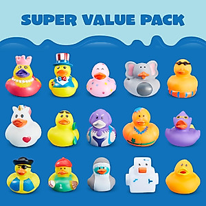 JOYIN 30 Pcs Rubber Ducks, Random Assortment Jeep Ducks Bulk with Mesh Carry Bag, Mini Rubber Duckies for Toddler Baby Bath Toys, Kids Bath Pool Toys Birthday Gifts Party Favors
