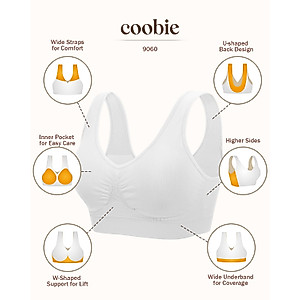 Coobie Seamless Comfort Bra,White,X-Large