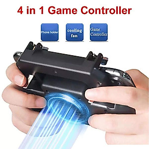 BBSJ Gaming Grip Portable Durable Upgraded 4 in 1 Game Mobile Controller with Cooling Fan Game Joystick for 4-6.5 Inch Phone