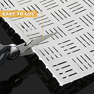 12x12 Inch Interlocking Soft PVC Flooring Tile, 12 Pack Non-Slip Splicing Modular Tile Shower Mat with Holes, Modular Interlocking Cushion for Locker Room Kitchen Basement Stairs, White