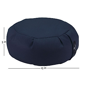 Hugger Mugger Zafu Meditation Cushion - Blue - Support in Cross-Legged Sitting, Buckwheat filled, Durable Fabric, Convenient Handle, Handmade in USA