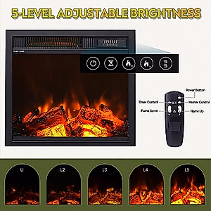 WLIVE Fireplace TV Stand for 65" TV, Entertainment Center with 18 Inch Electric Fireplace, TV Console with Open Shelves for Living Room, Rustic Brown